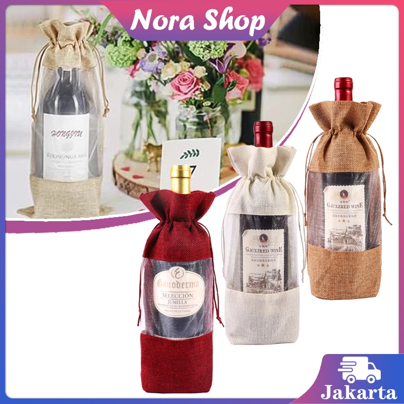 Jual Kantong Botol Wine Bottle Gift Bag Dengan Desain Jendela Bahan ...