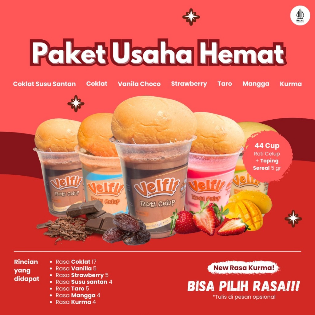 Jual PAKET USAHA HEMAT 44 PCS VELFIT ROTI CELUP MIX 4 RASA | Shopee ...