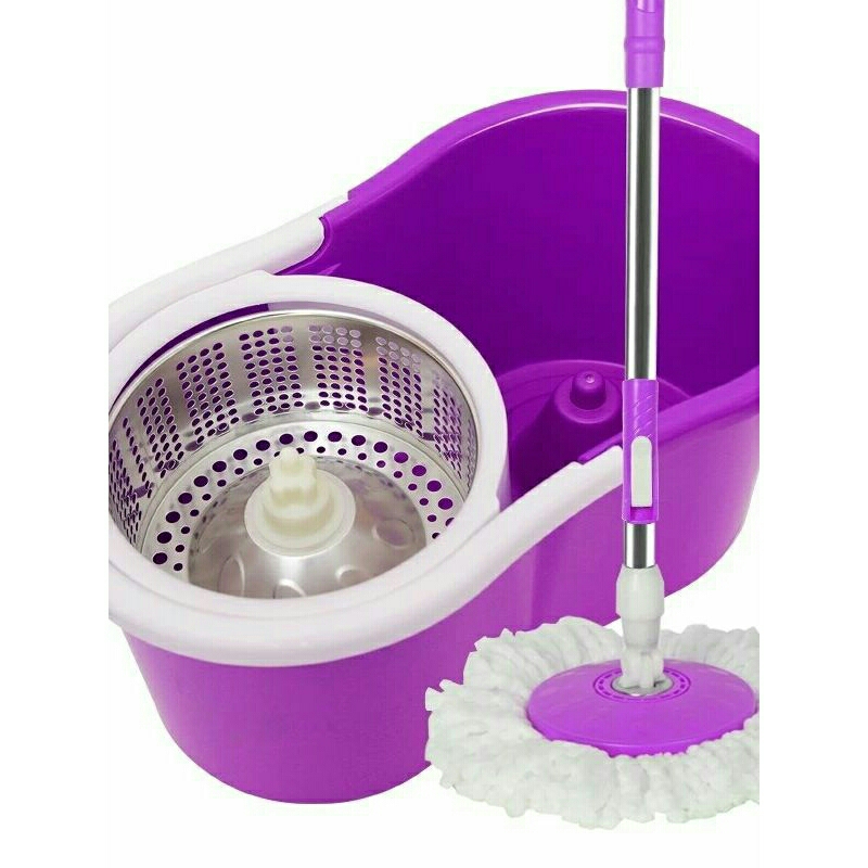 Jual Spin Mop Micro Fiber Stainless Steel Kain Pel Praktis Tanpa Peres ...