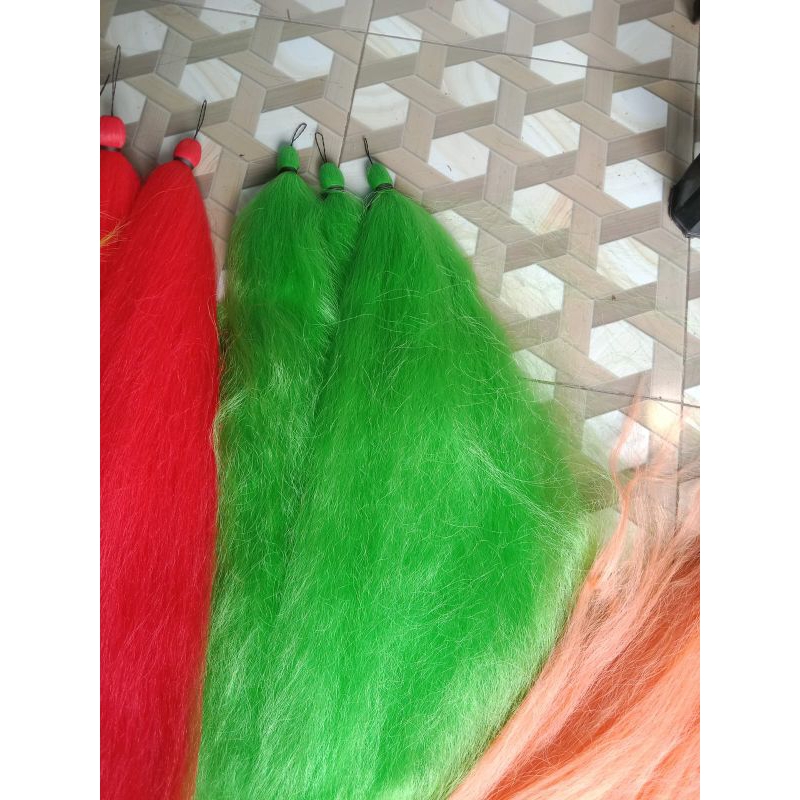Jual Rambut sambung Cemara polosan warna hijau stabilo atau hijau muda ...