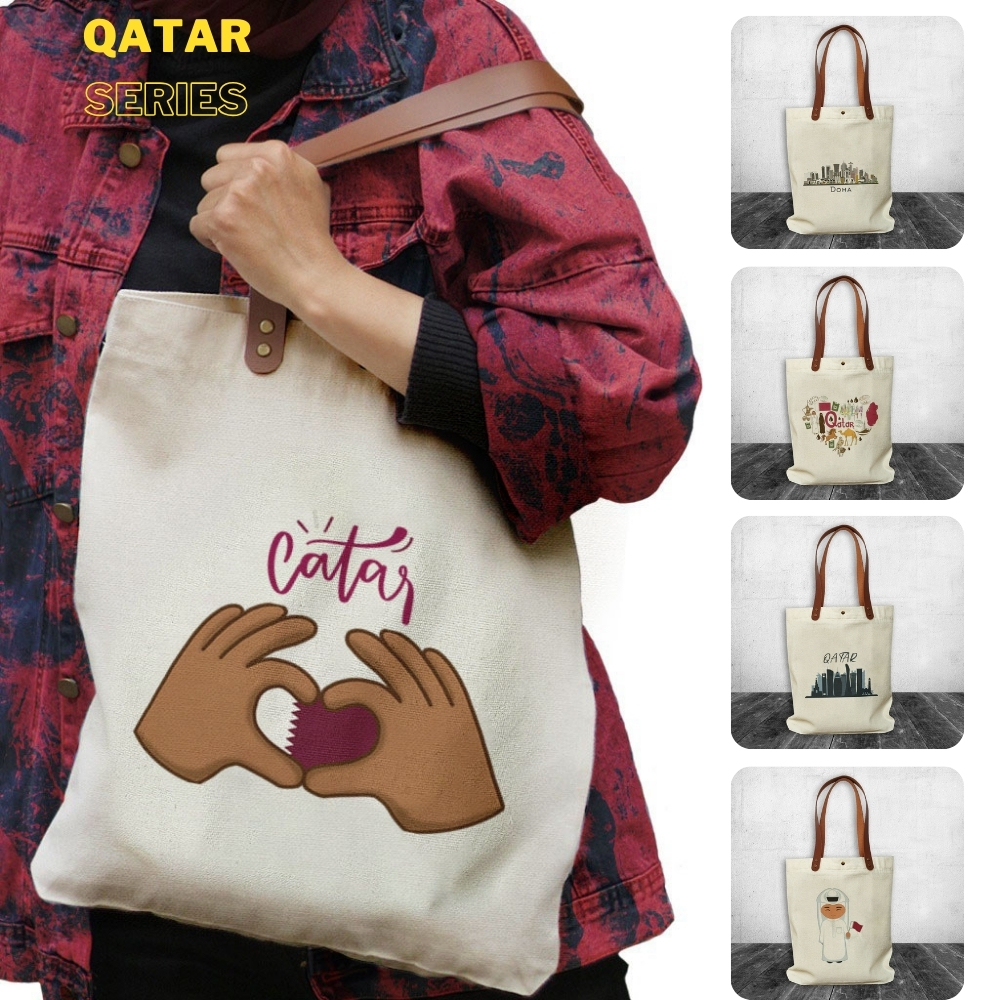 Jual RiaShop - Tote bag Canvas Oleh oleh Qatar | Tote bag Canvas ...