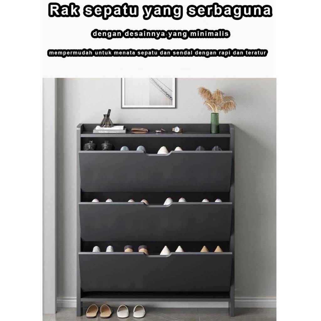 Jual Rak Sepatu 3 Susun Tertutup Minimalis Estetik Rak Sepatu Kuat ...