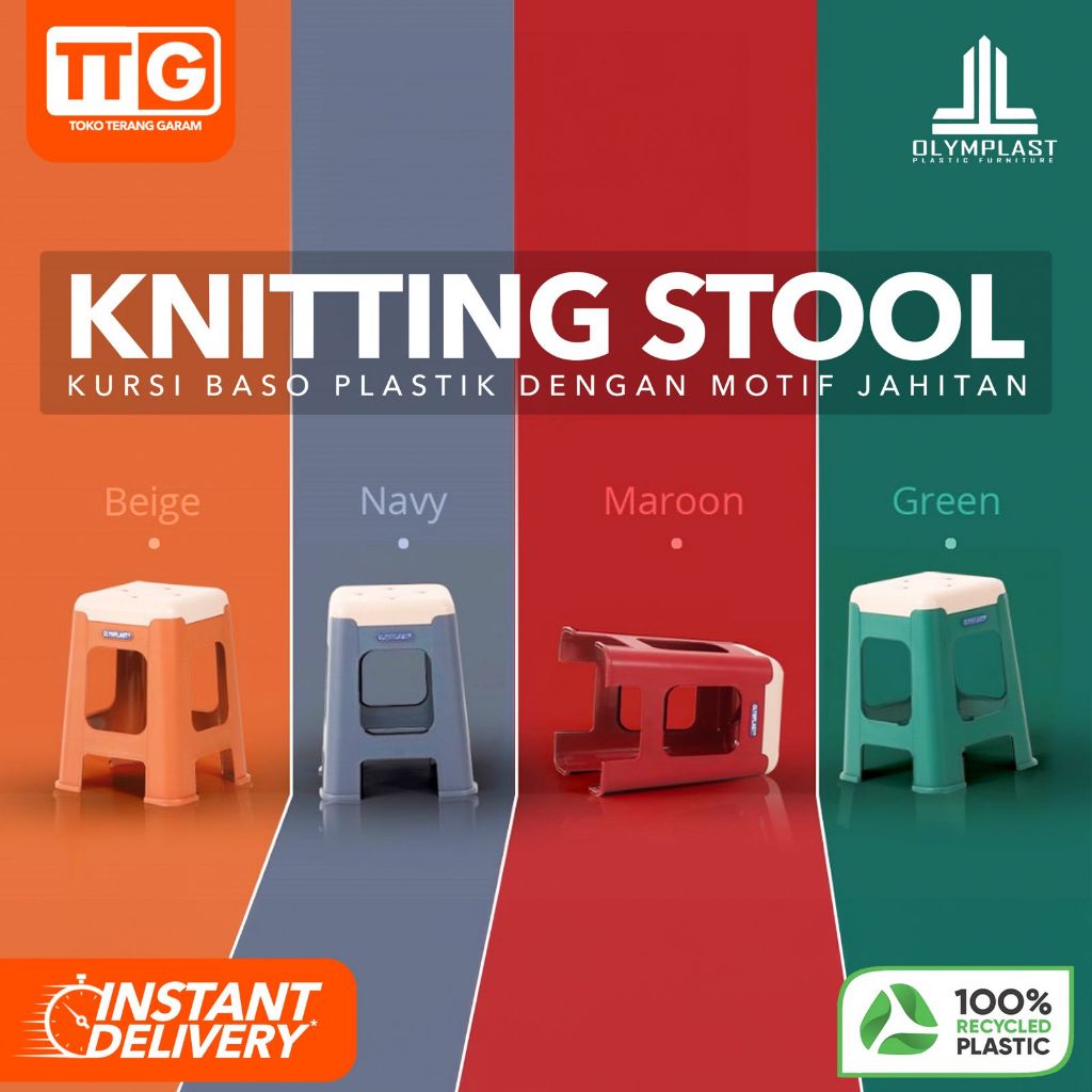 Jual OLYMPLAST Kursi / Bangku Baso Plastik Motif Jahitan KNITTING STOOL ...