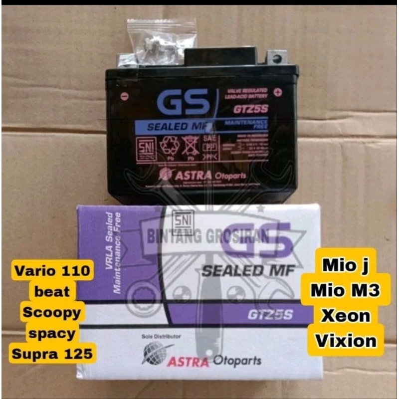 Jual Aki Motor GS Astra GTZ5S Accu Kering Vario Beat FI Scoopy Spacy F1 ...