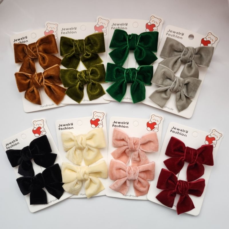 Jual Handmade Ville Hair Clip Jepit Pita Rambut velvet polos velvet ...