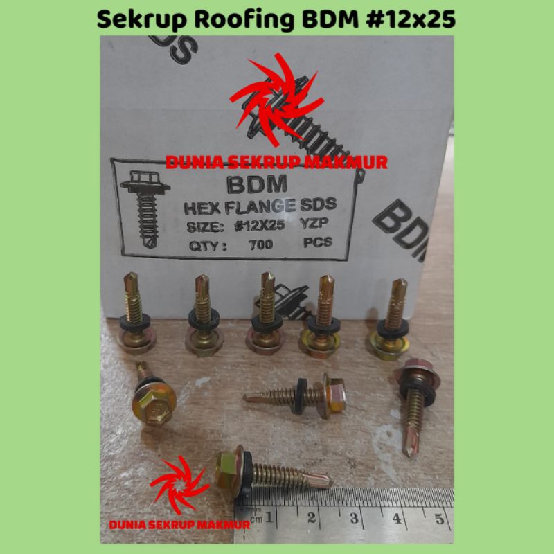 Jual (50 pcs) Sekrup Roofing Kuning #12x25 / Baut Baja Ringan 2.5CM ...