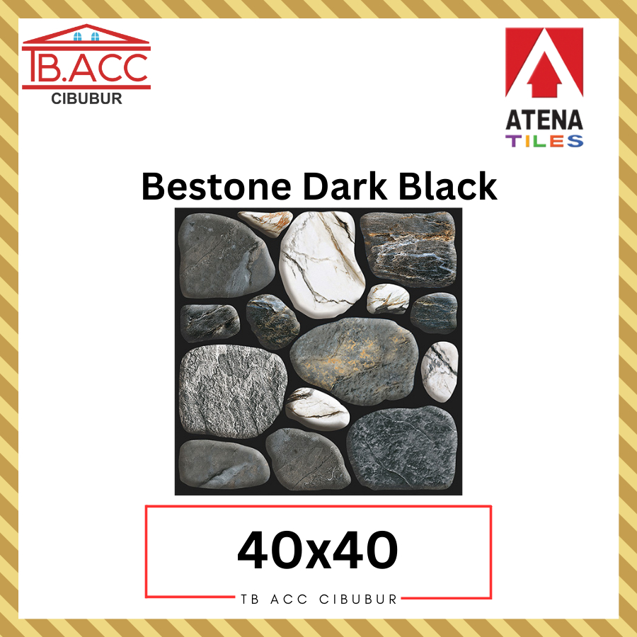 Jual Bestone Dark Black 40x40 Atena Tiles Keramik Batu Alam Kasar Kamar ...