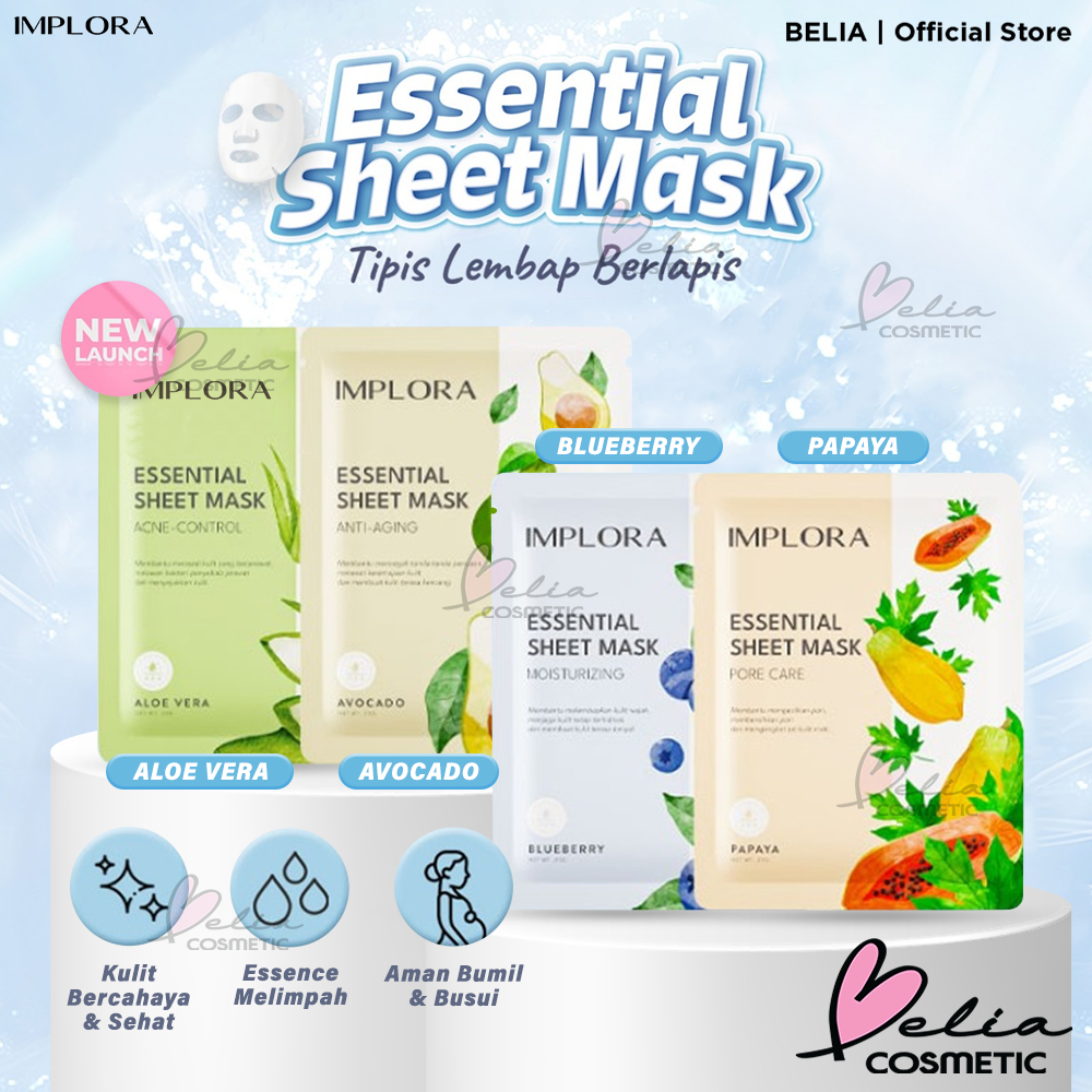 Jual BELIA IMPLORA Essential Sheet Mask | Pore Care | Anti-Aging ...