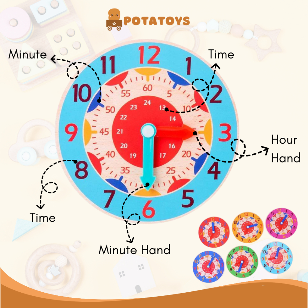 Jual Mainan Jam Kayu / Wooden Clock Time Teaching Aid | Mainan Edukatif ...