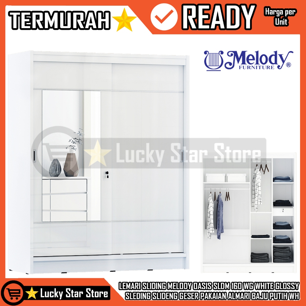 Jual [KARGO] LEMARI SLIDING MELODY OASIS SLDM 160 WG WHITE GLOSSY ...