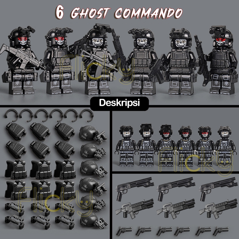 Jual Mainan balok Military Minifigure army Swat Team 6 Ghost Comanndo ...