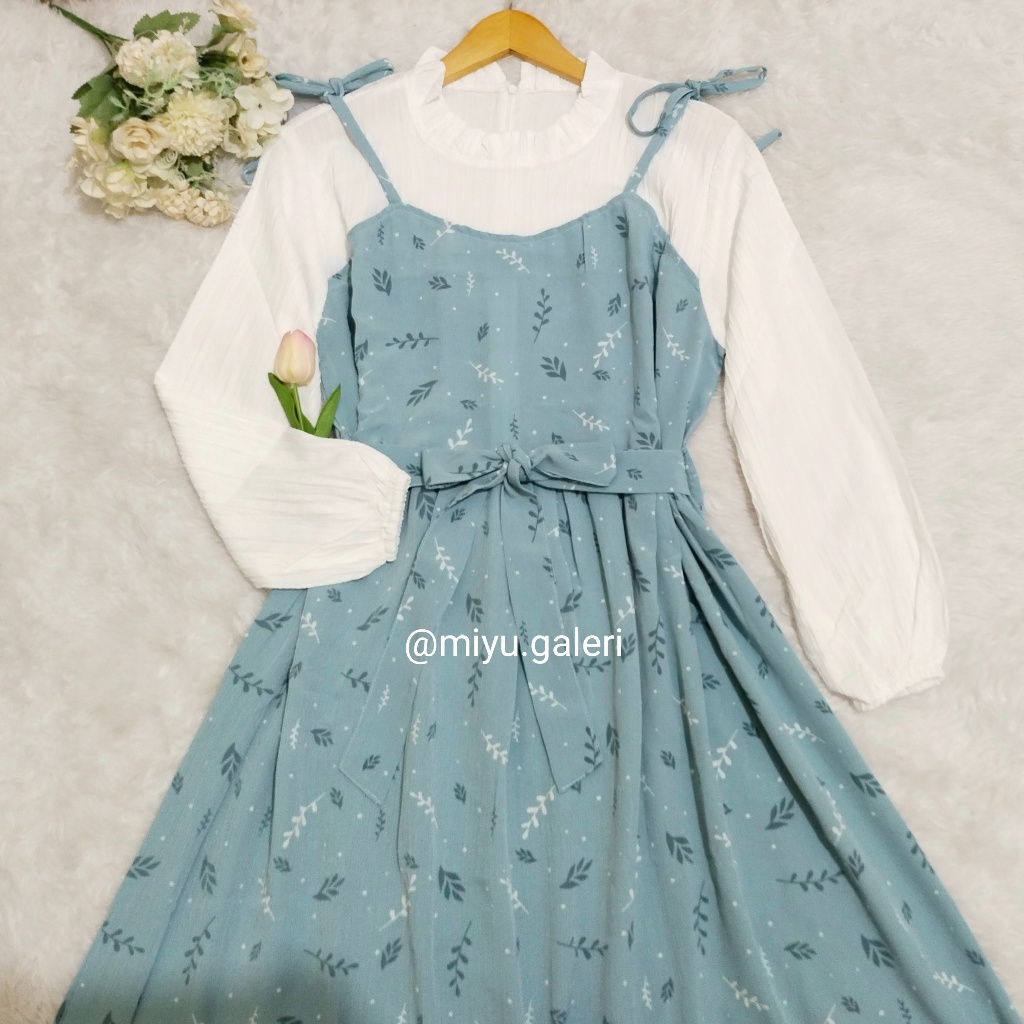 Jual Aecha Gamis Overall Crinkle mix Lady crush motif bunga cey plaid ...