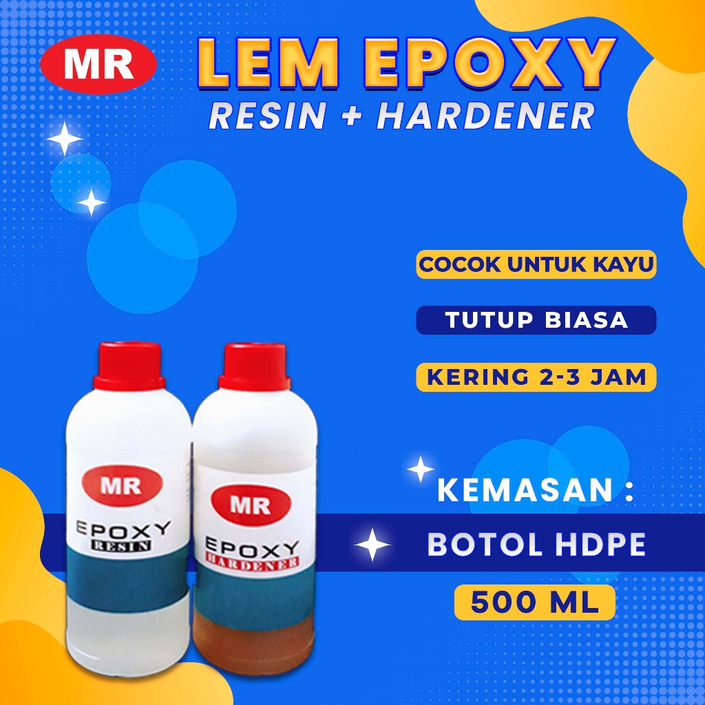 Jual Lem EPOXY Resin Hardener MR Kemasan Botol 500gram | Shopee Indonesia