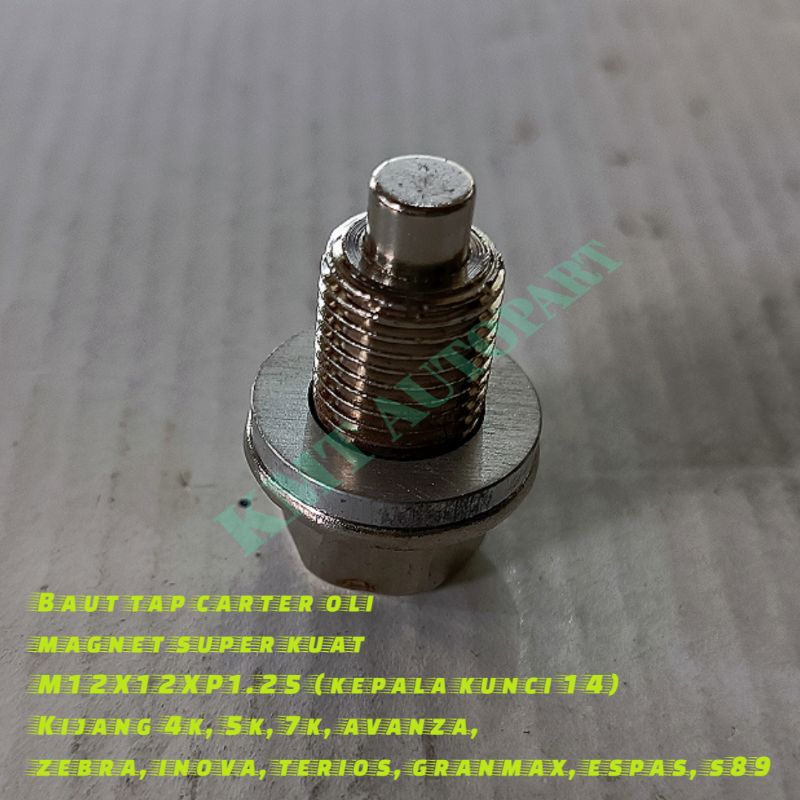 Jual Baut tap carter oli mesin magnet super kuat M12X12XP1.25 (kepala kunci 14) Kijang 4k, 5k ...