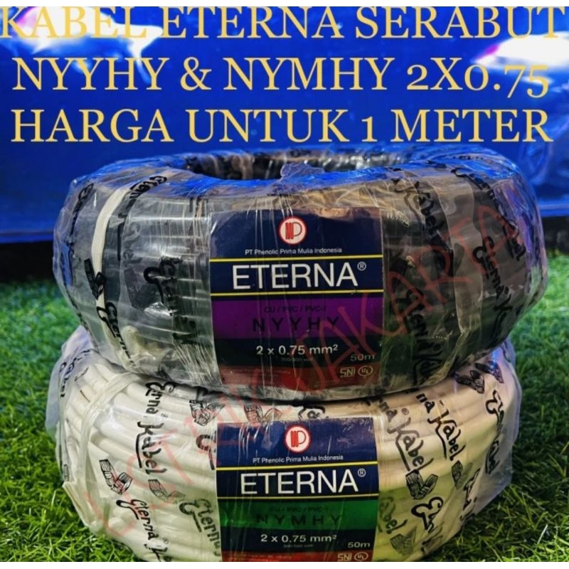 Jual Kabel Eterna Serabut Atau Kabel Rambut Merk Eterna 2x0.75 Full ...