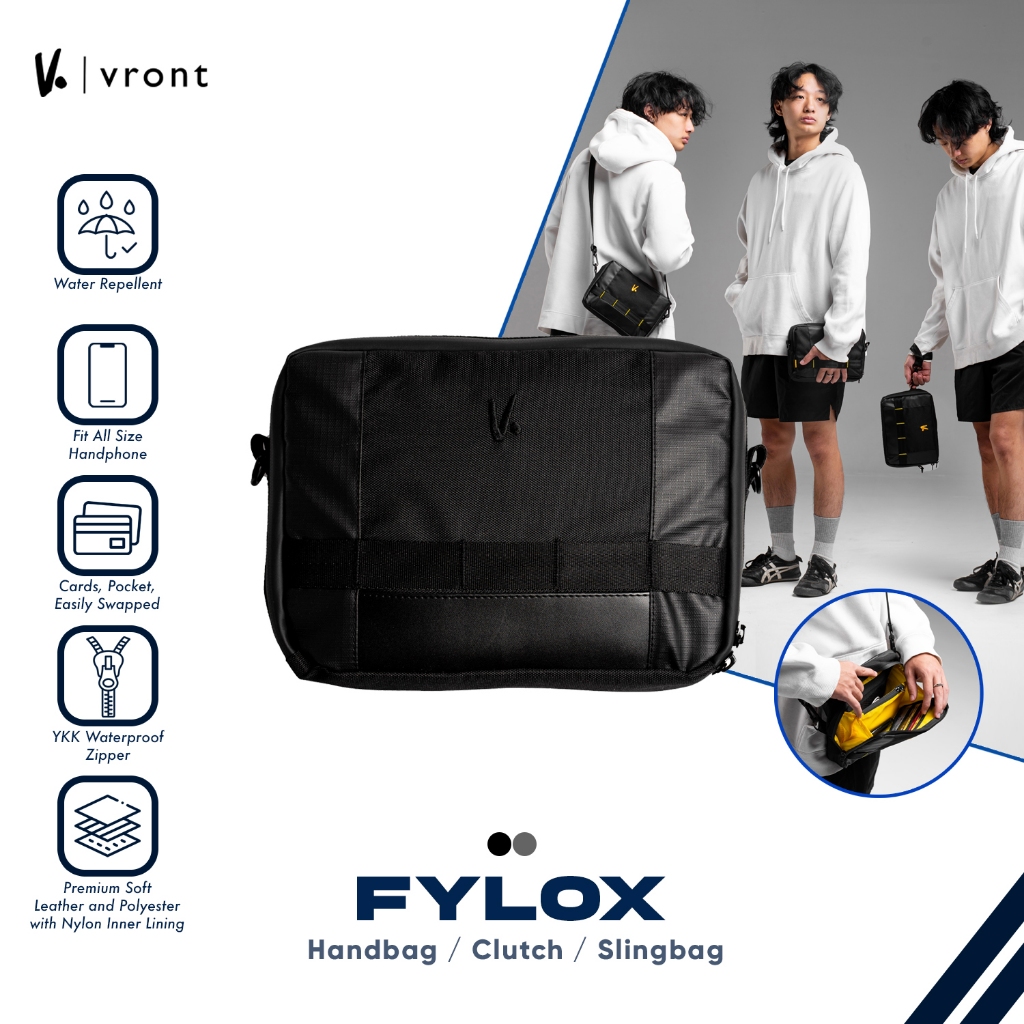 Jual VRONT - Handbag / Clutch - Fylox Black | Shopee Indonesia