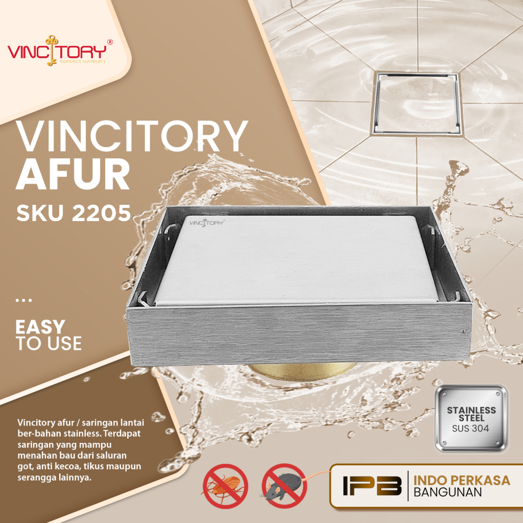 Jual VINCITORY Afur Kamar Mandi Saringan Got Stainless Model Hiding ...
