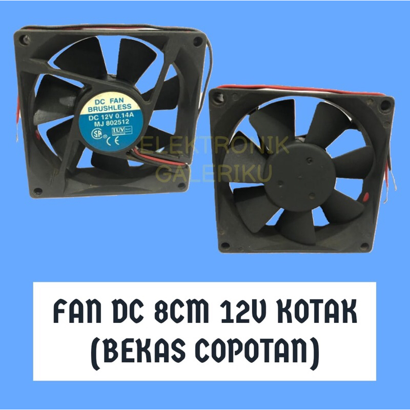 Jual FAN DC 8CM 12V KOTAK (BEKAS COPOTAN KOMPUTER) | Shopee Indonesia