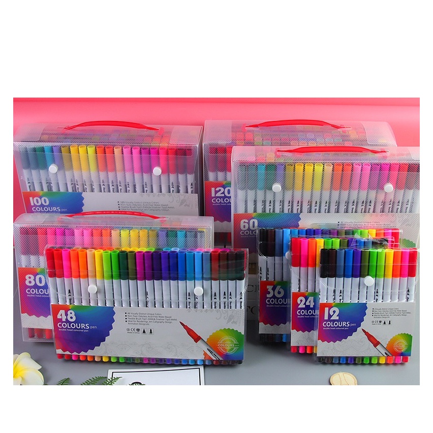 Jual 120 Colours Spidol Double Head Pen Drawing Fine Art / Set Stabilo ...