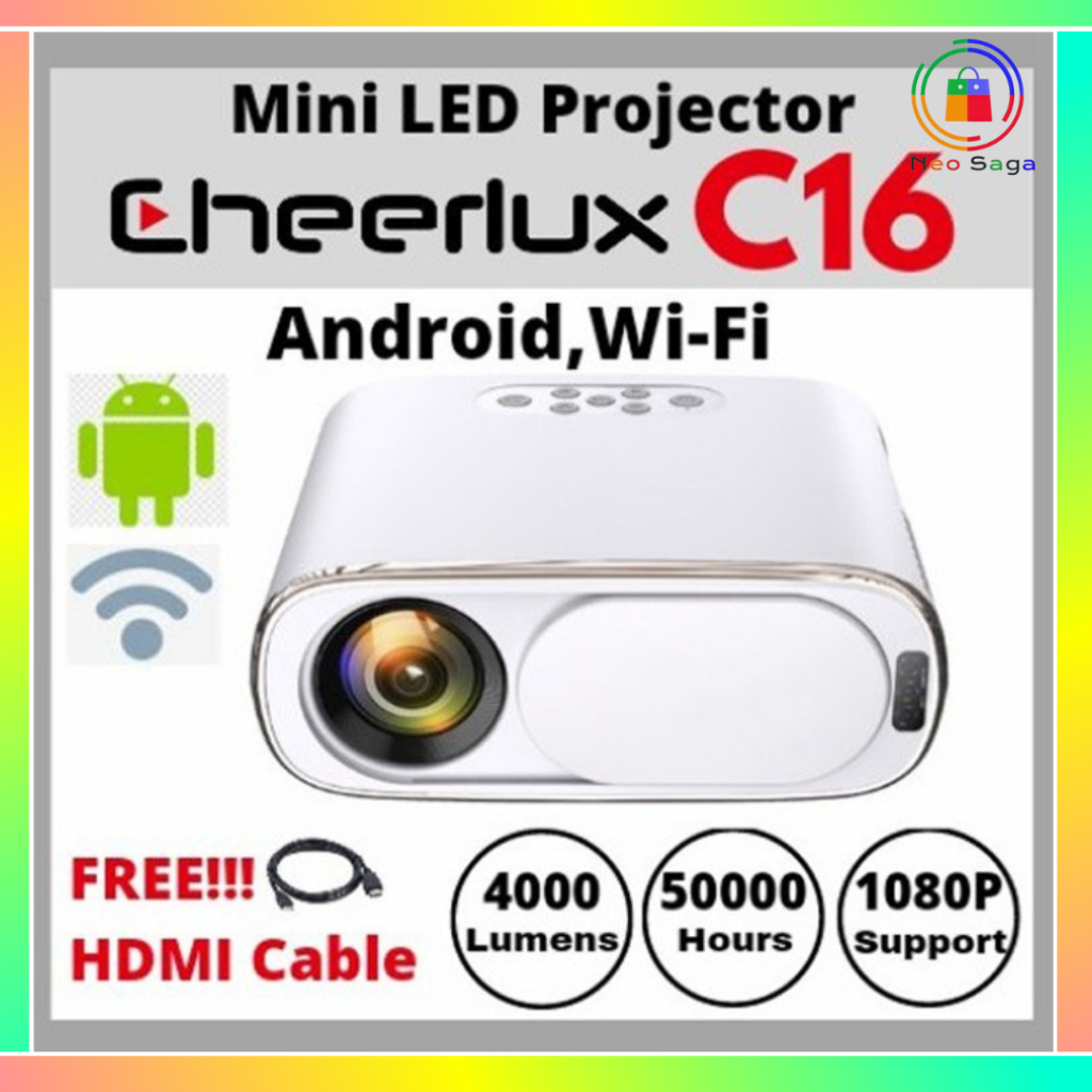 Jual Proyektor Cheerlux C16 Android WIFI 1080P 4000 Lumens Projector ...