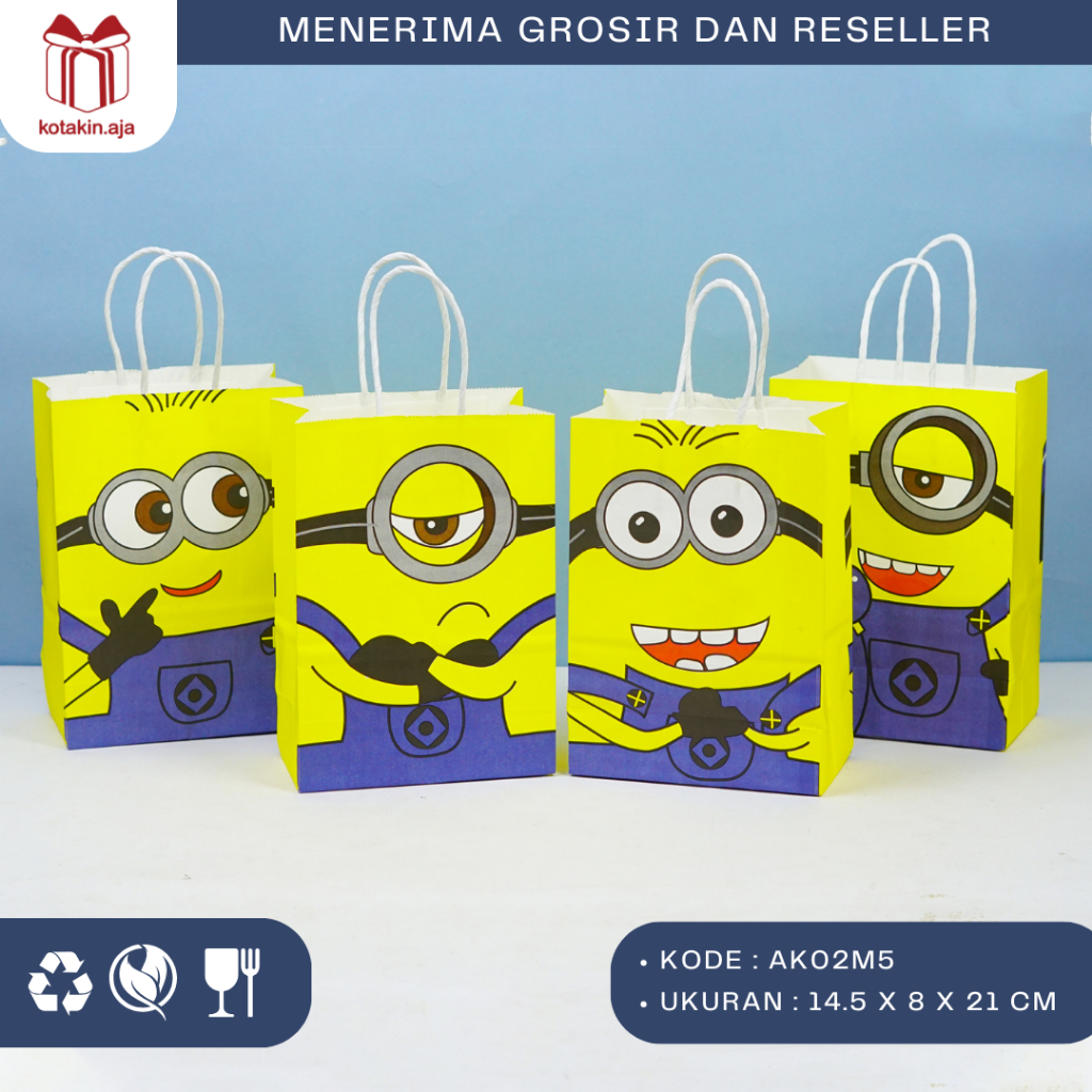 Jual Paper Bag Kraft / Paper Bag Minion / Paper bag Ultah / Paper Bag ...