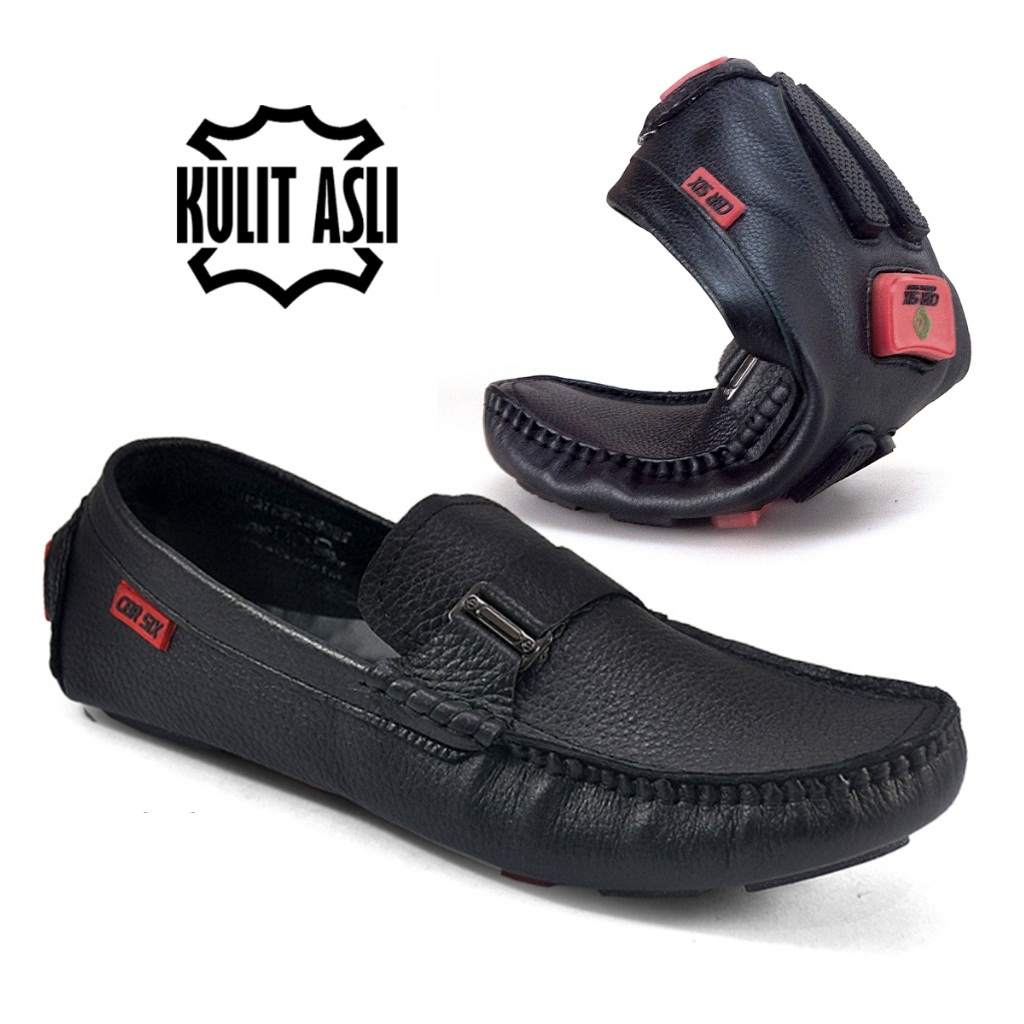 Jual Sepatu Casual Formal Pria Moccasin Loafer Hitam Kulit Full Up ...