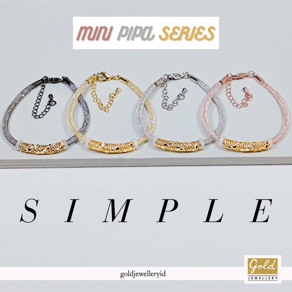 Jual Gelang tali emas kuning kadar 700 70% charm pipa tali glitter ...