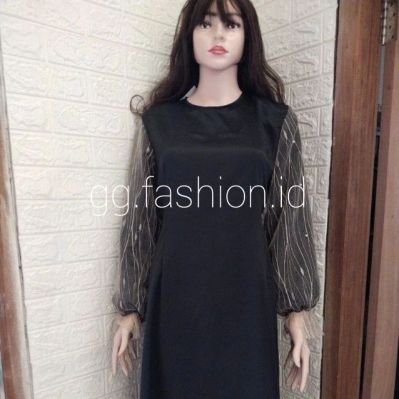 Jual Azzura gamis satin kombinasi tile akar | Shopee Indonesia