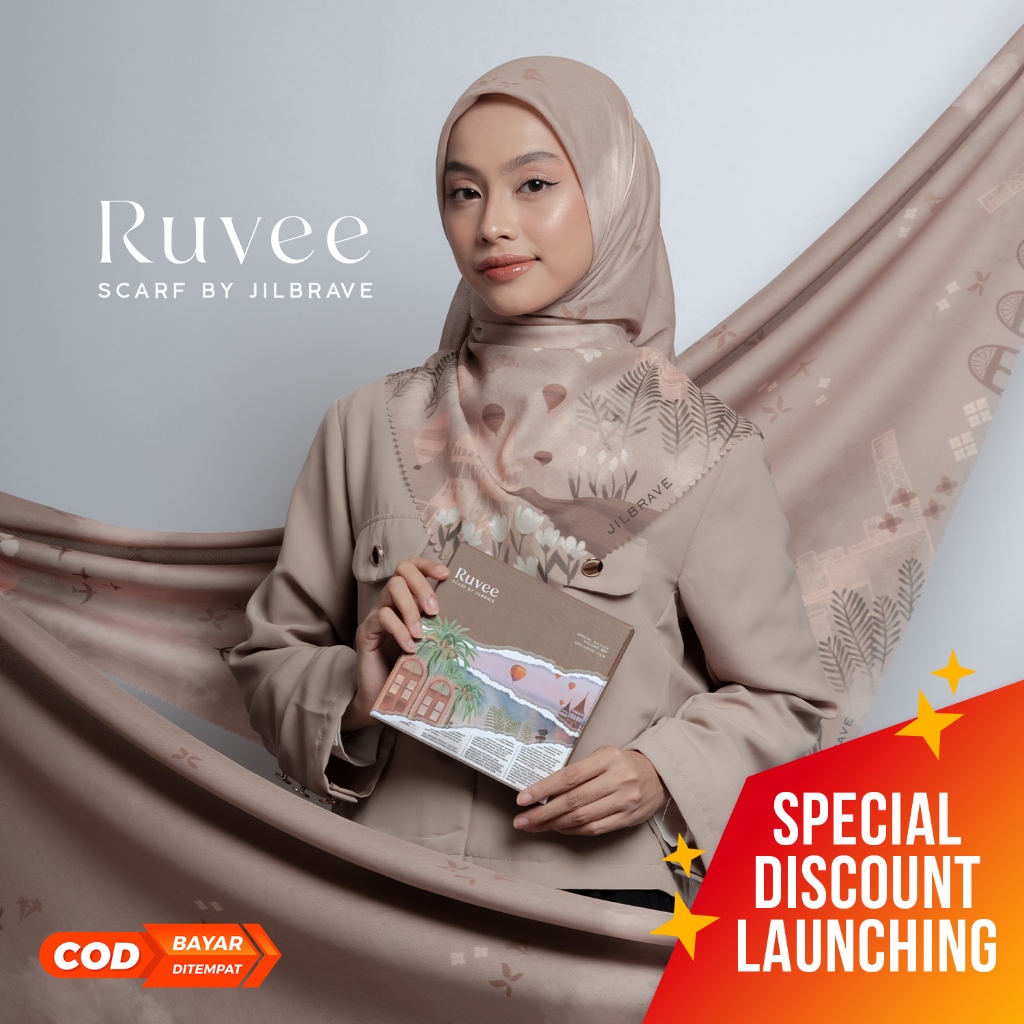 Jual JILBRAVE Ruvee Scarf Hijab Motif Square Kerudung Segi Empat ...