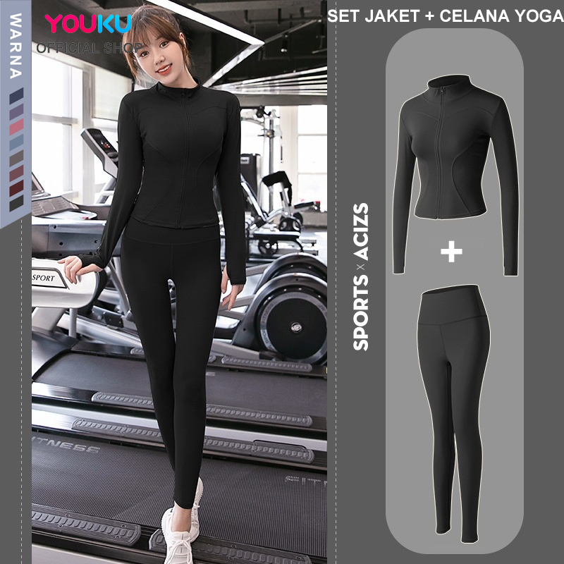 Jual 【Youku】baju olahraga wanita set Setelan jaket olahraga wanita set pakaian zumba For Aerobic ...