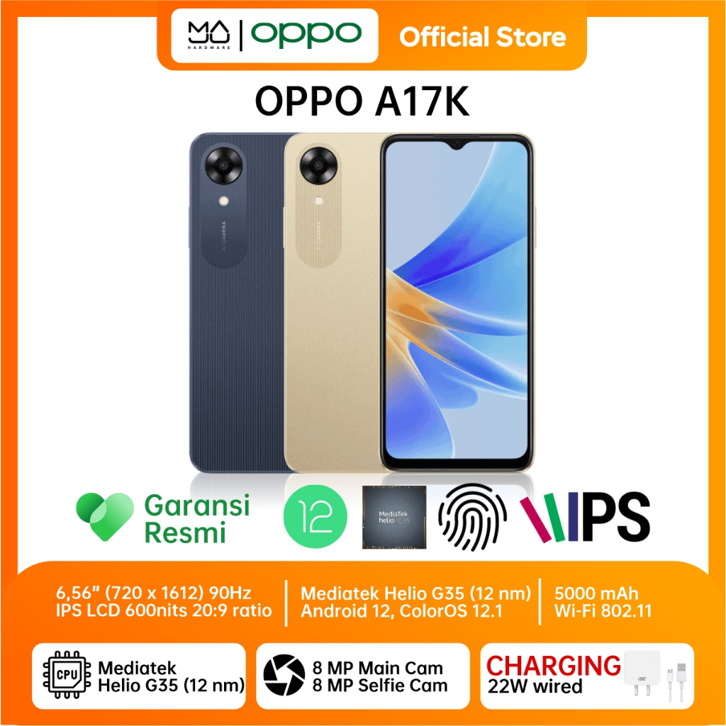 Jual OPPO A17K RAM 3/64GB - GARANSI RESMI | Shopee Indonesia