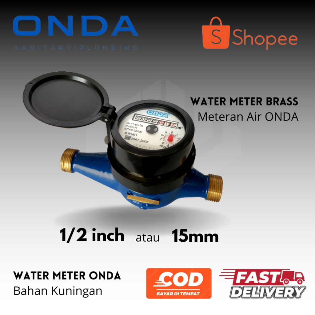 Jual Meteran Air ONDA 1/2 inch Kuningan / WATER METER BRASS ONDA 15mm | Shopee Indonesia
