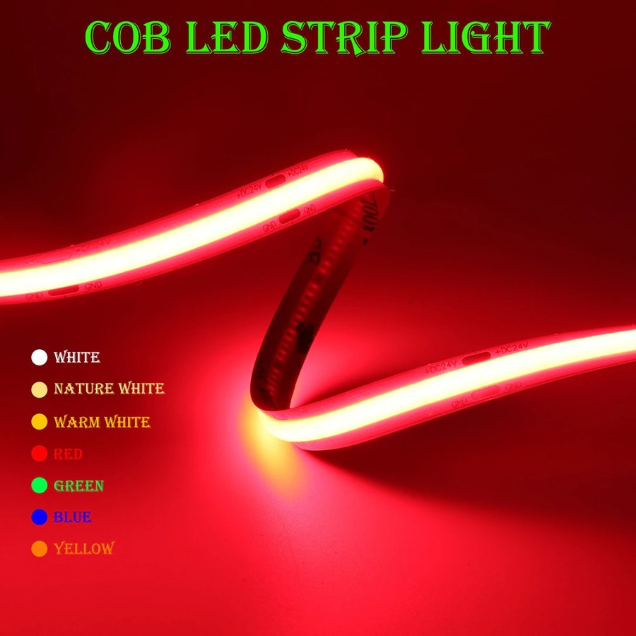 Jual LED Strip COB DC 12 Volt 5 Meter Merah Lampu strip led ip33 cob ...