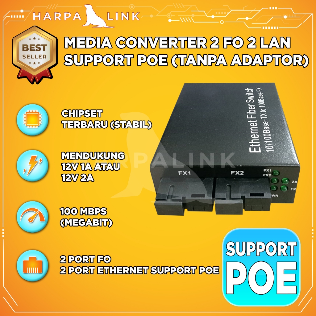 Jual Media Converter 2 FO 2 LAN 2 SC 2 RJ45 2F2E POE 10/100 Mbps Casing ...