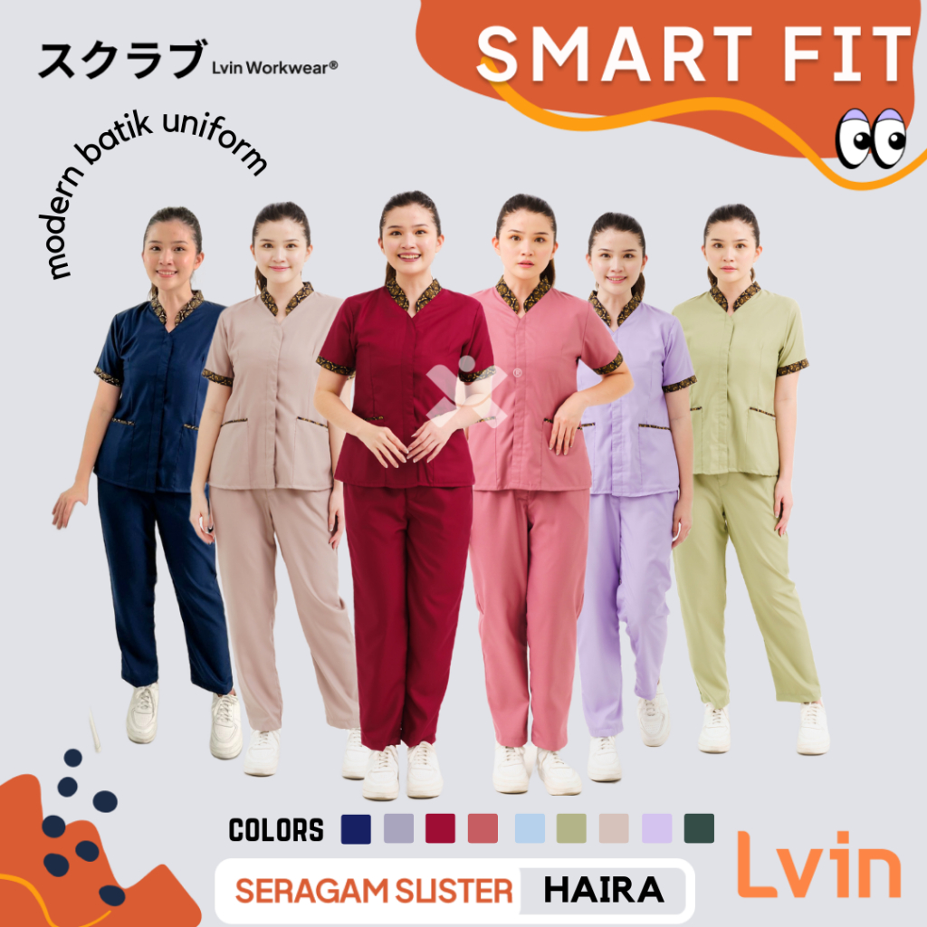 Jual Lvin Baju Seragam suster Haira Batik Series / nanny uniform ...