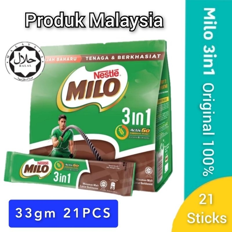 Jual NESTLE MILO 3in1 Activ-Go Bubuk Malt Coklat Produk Malaysia ...