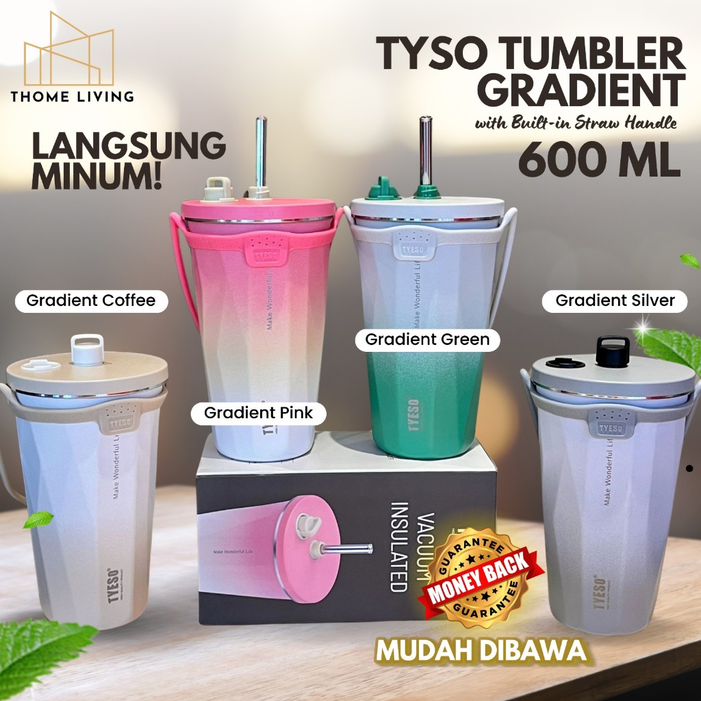 Jual THOME TYSO Tumbler Gradasi High Quality With Straw 600 ml Termos ...