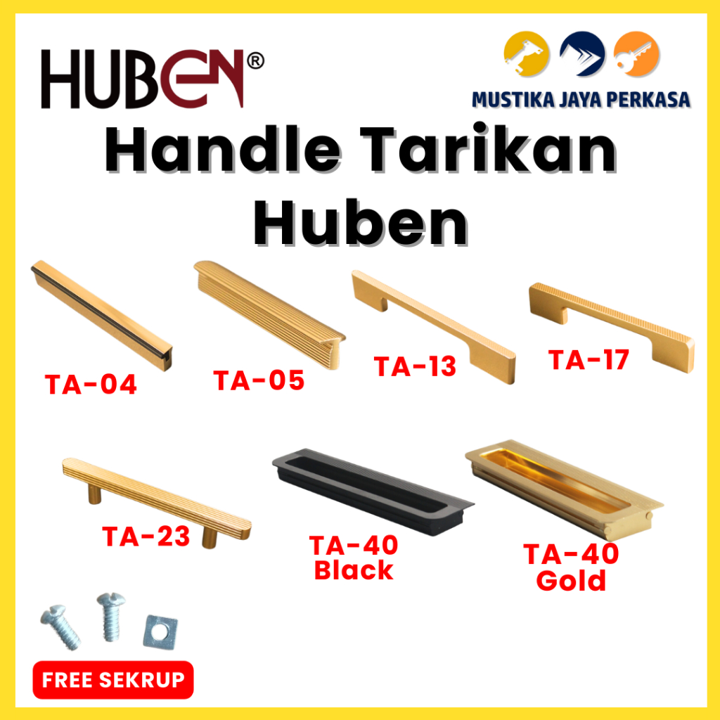 Jual Handle Tarikan Huben Emas Hitam Minimalis Antik TA 03 04 05 13 17 ...