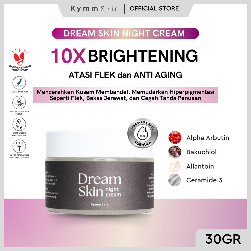Jual KYMM SKIN Dream Skin Night Cream Brightening and Glowing 30GR ...