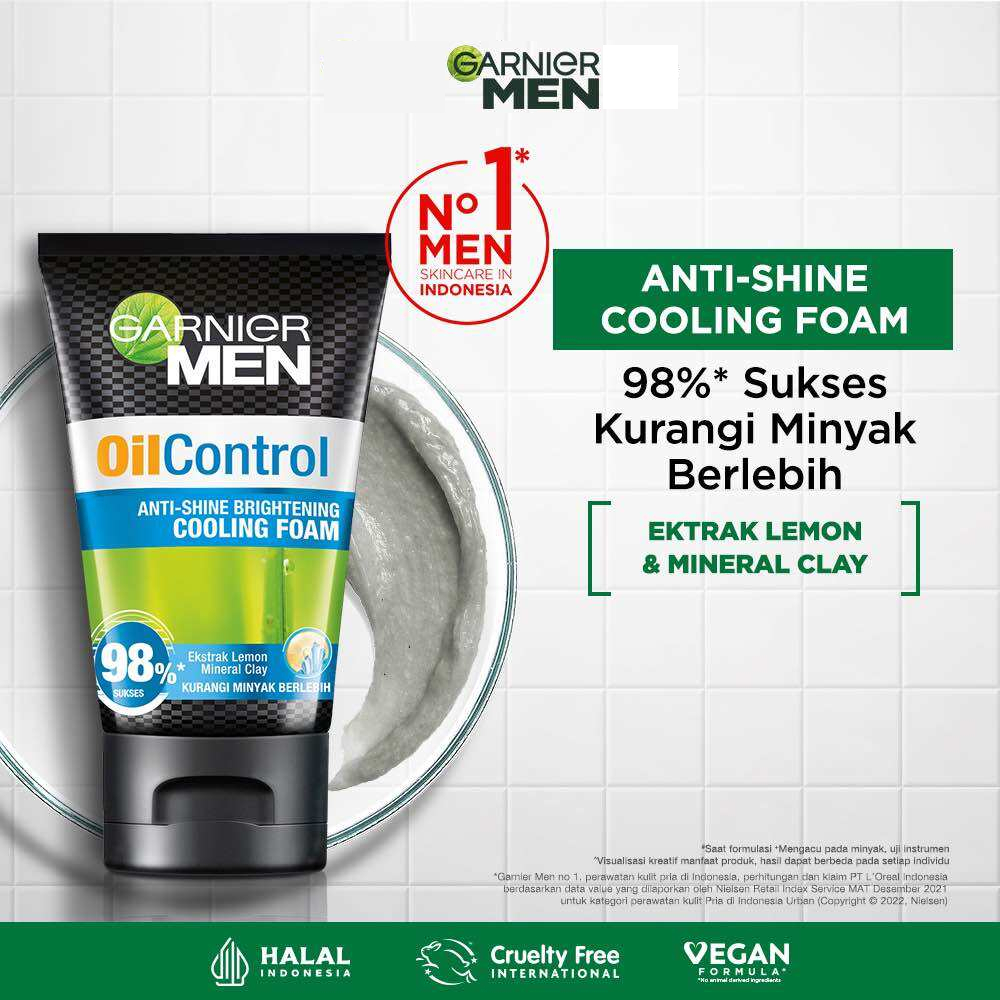 Jual GARNIER MEN Oil Control Anti-Shine Brightening Cooling Foam 100 ml ...