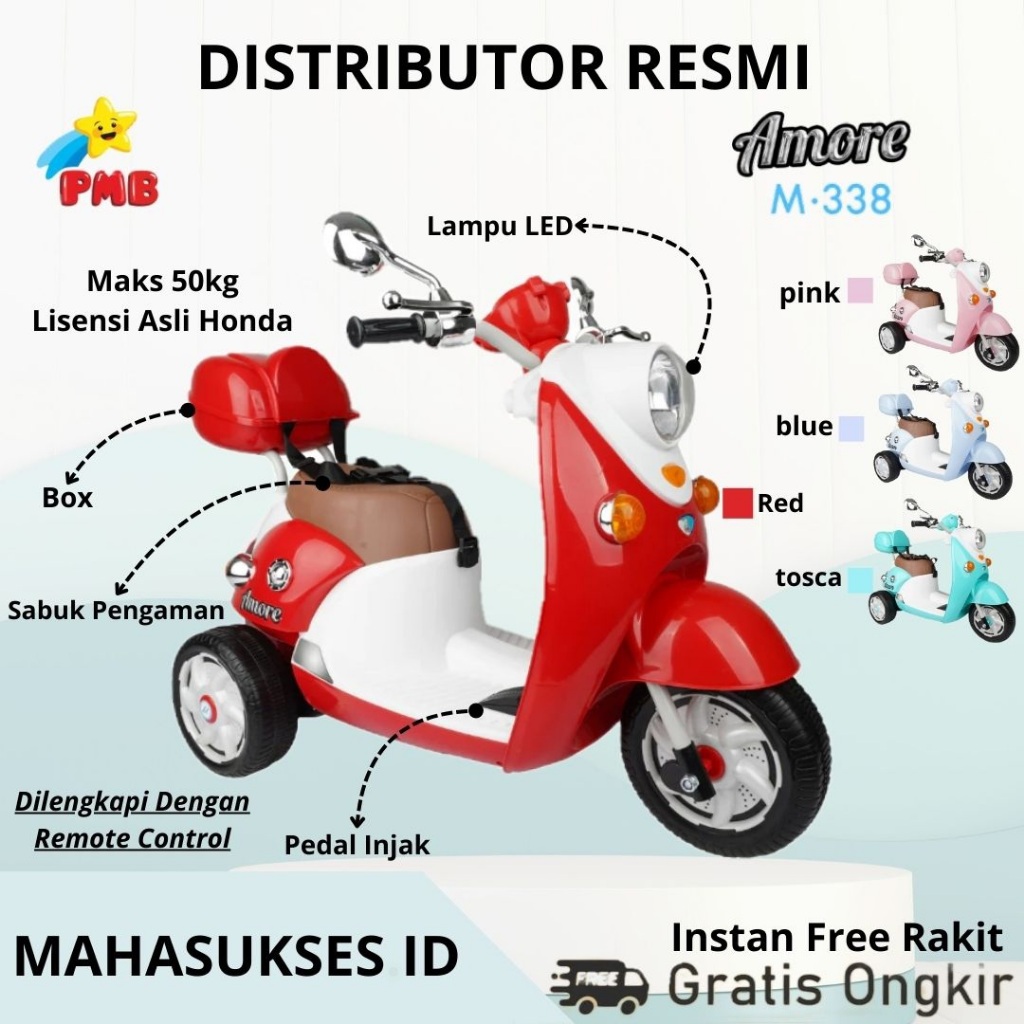 Jual MOTOR AKI MAINAN ANAK PMB M338 AMORE SCOOPY-SEPEDA MOTOR ANAK ...