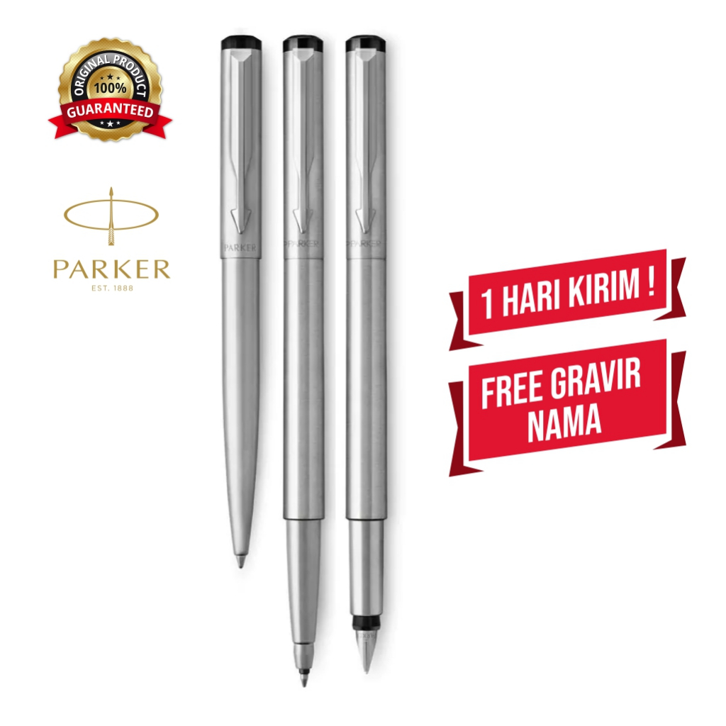 Jual PULPEN PARKER STAINLESS STEEL VECTOR BALLPOINT PEN / ROLLERBALL ...