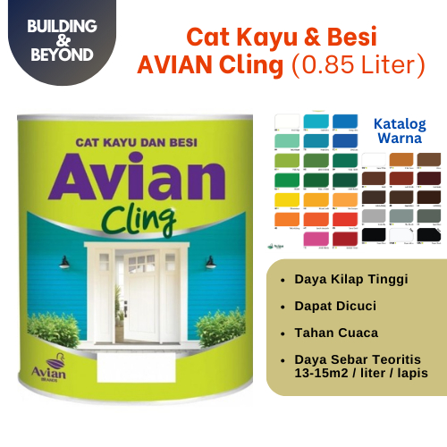 Jual AVIAN CLING CAT MINYAK KAYU & BESI HIGH GLOSS ENAMEL 0.85 Liter ...