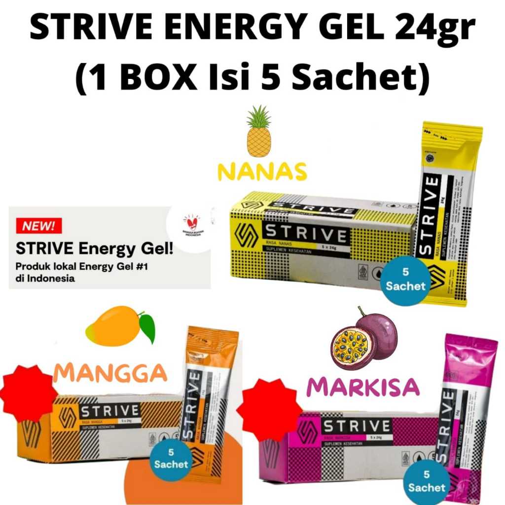 Jual STRIVE ENERGY GEL 24g supplemen tenaga lari sepeda triathlon GU 1 ...