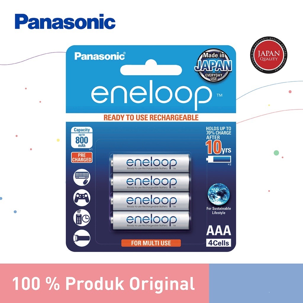Jual Panasonic Eneloop Baterai Rechargeable AAA 4pc Battery Rechargeable A3 | Shopee Indonesia