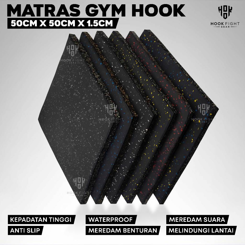 Jual Matras Gym Karet 50cm x50 cm x 1,5 cm Indofight Karpet Fitness ...
