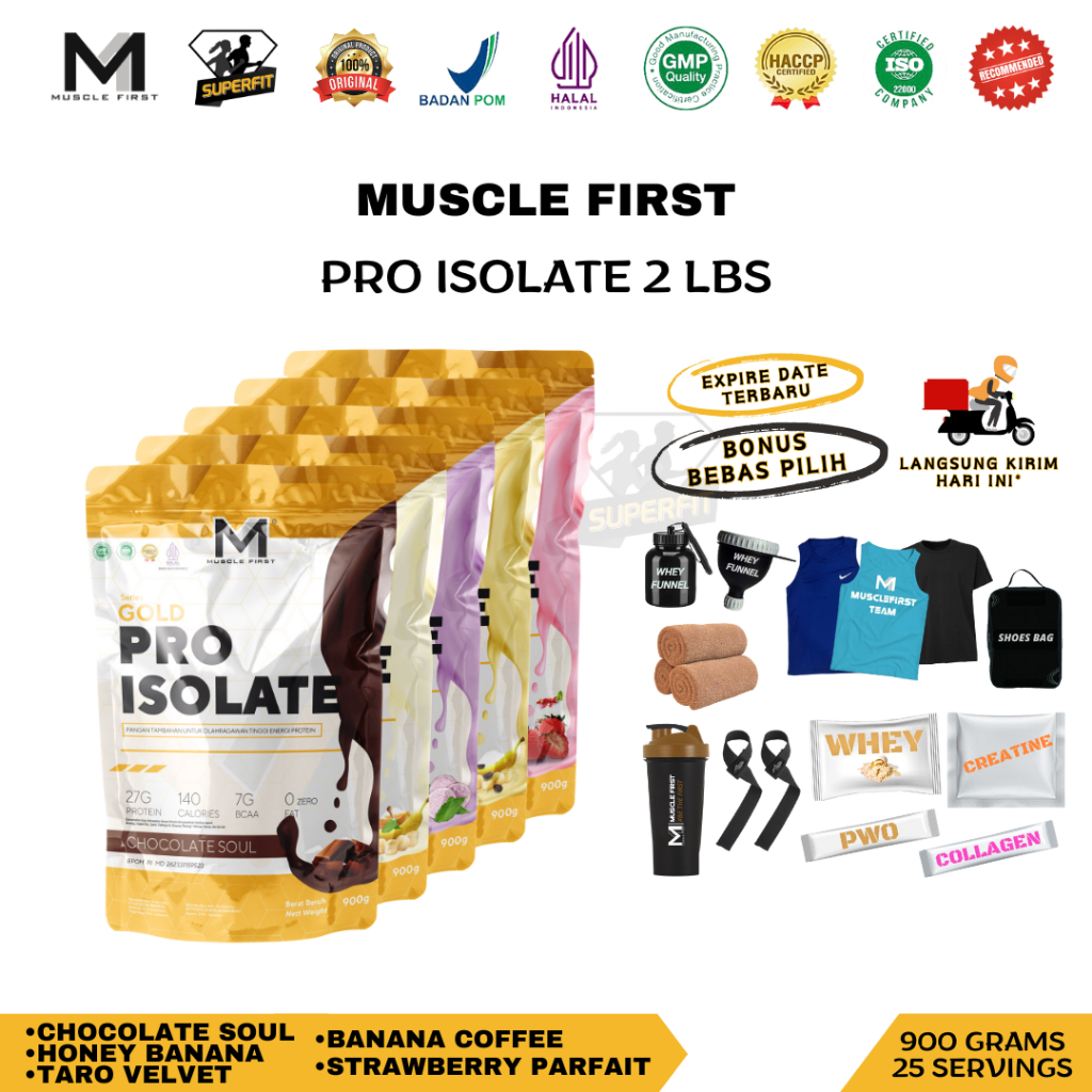 Jual M1 Muscle First Pro Gold Isolate Protein 2 LBS (900GR) HALAL ...
