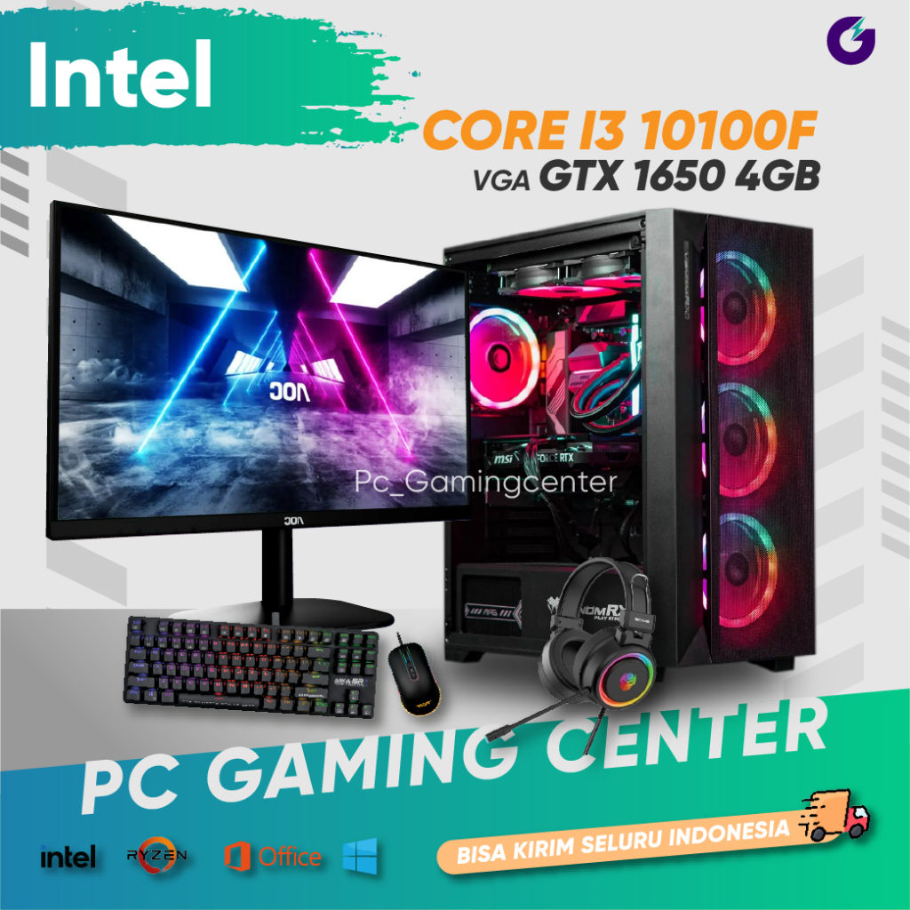 Jual PC GAMING DESAIN INTEL CORE I3 10100F VGA GTX 1650 4GB RAM 16GB DDR4 SSD 256GB HDD 1TB ...