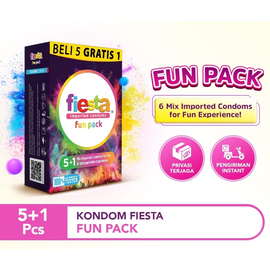 Jual [NEW] Kondom Fiesta FUN PACK / Funpack isi 6 Pcs ( Max Dotted, Delay, Ultrathin, Strawberry ...