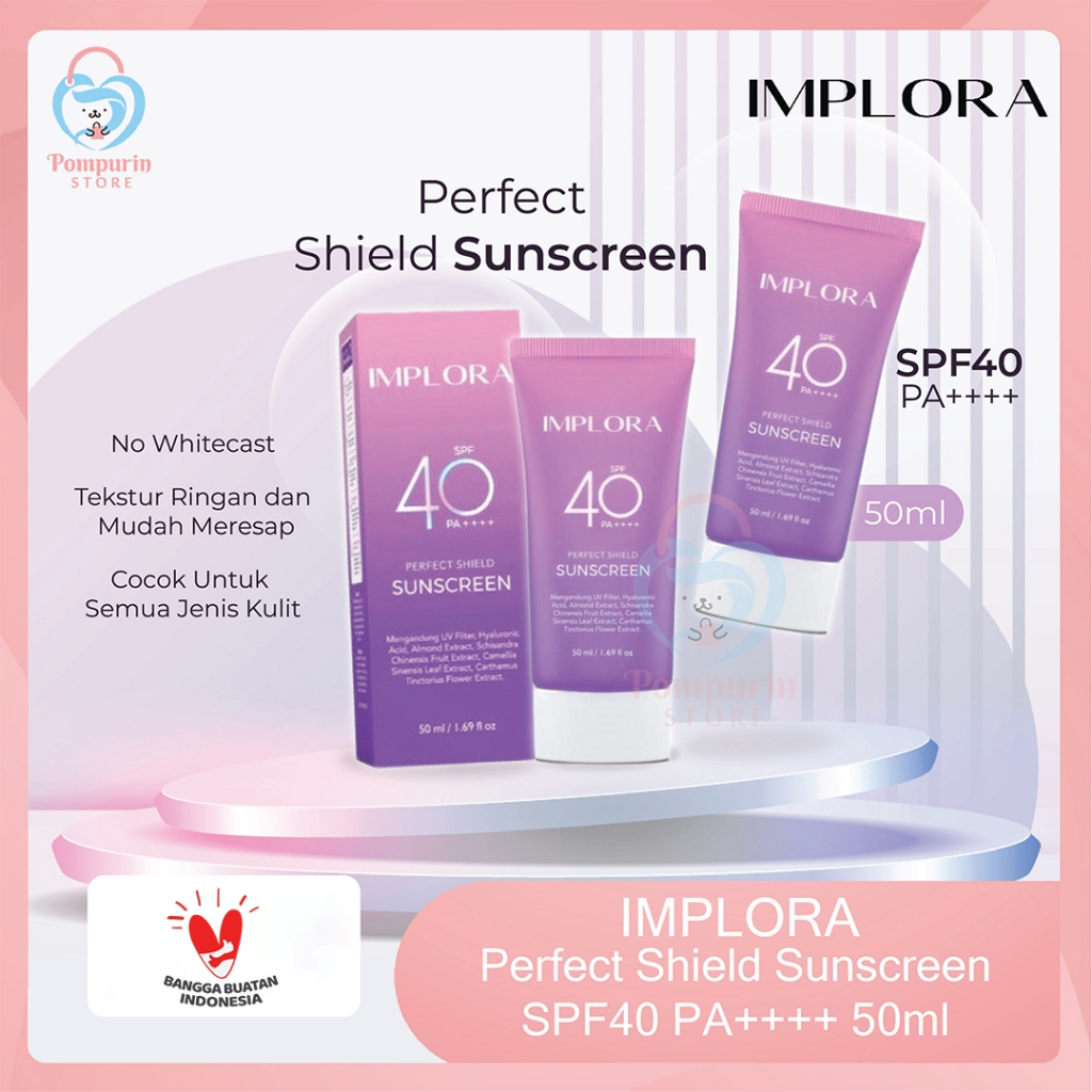 Jual IMPLORA Perfect Shield Sunscreen SPF40 PA++++ 50ml - Sunscreen UV ...